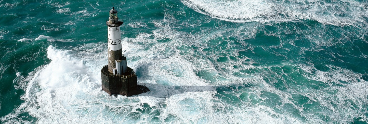 Canvas photo "The Ar Men lighthouse off the island of Sein, Brittany ...